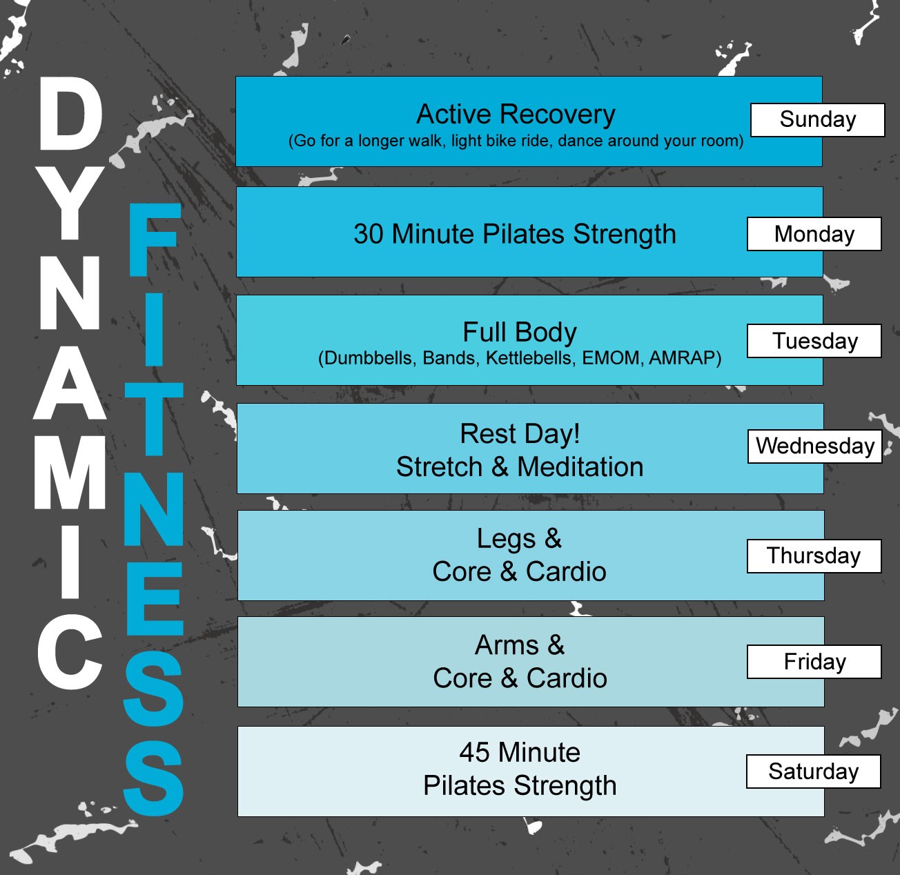 Dynamic Fitness | DF On Demand Workout Schedule
